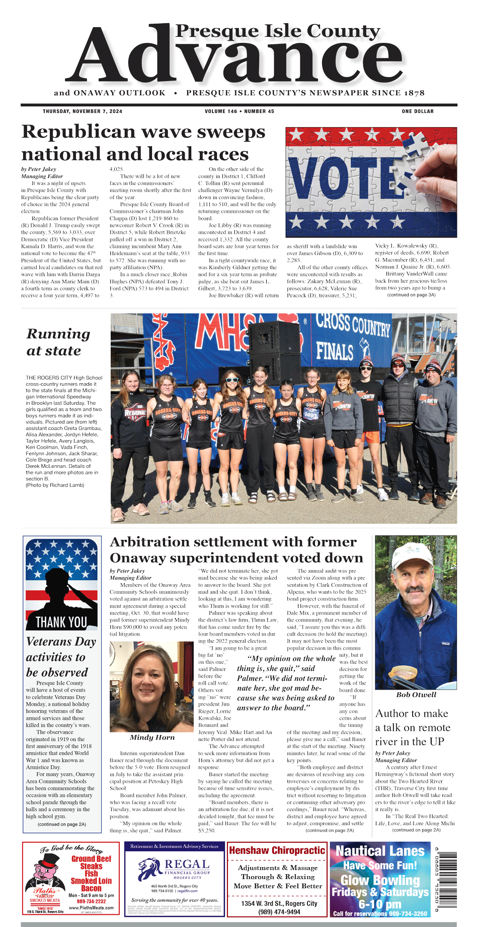 Front-page | Presque Isle County Advance, Onaway Outlook